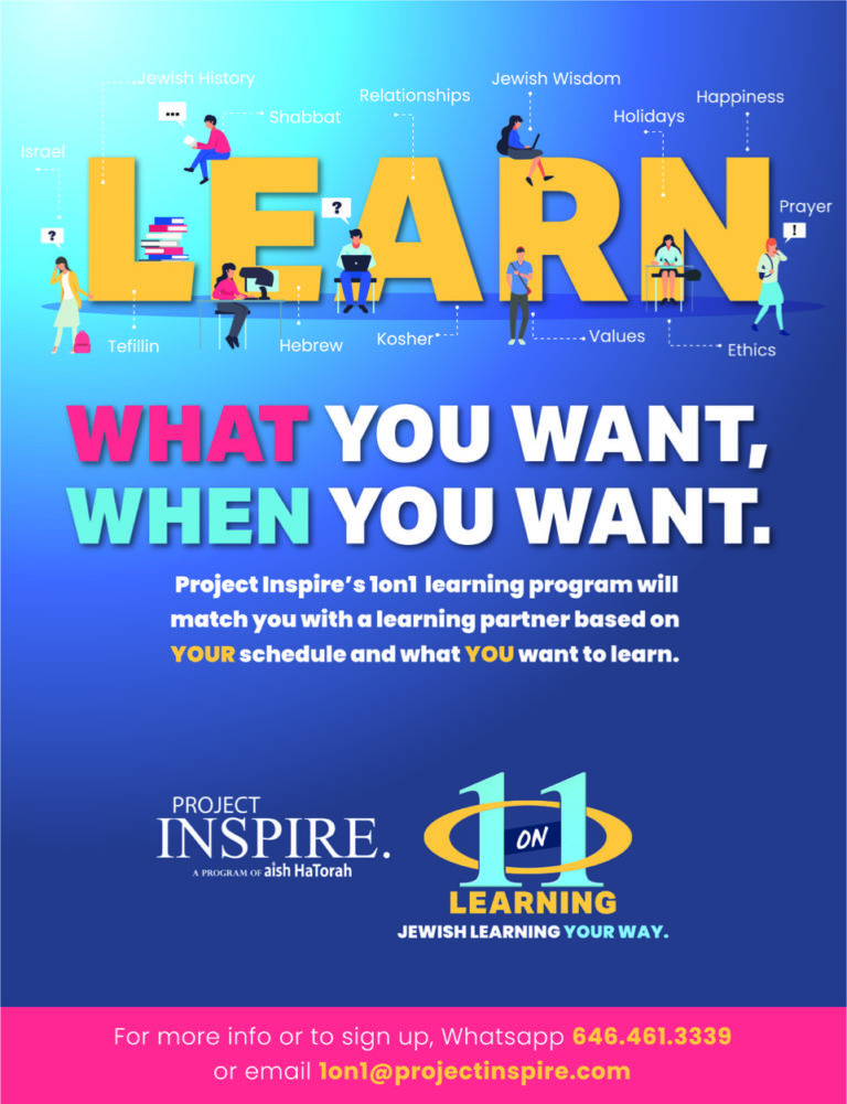 Project Inspire’s One on One Learning Program - Shabbat.com Blog